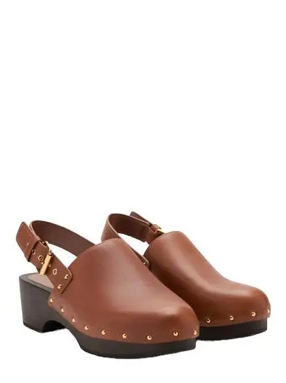 Mango Studded Slingback Clogs - Leather