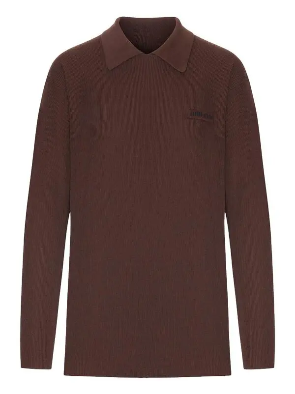 Miu Miu Ribbed Wool Polo Sweater - Multicolor