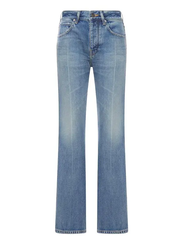 Balenciaga Medium Wash Denim Flare Jeans - Blue