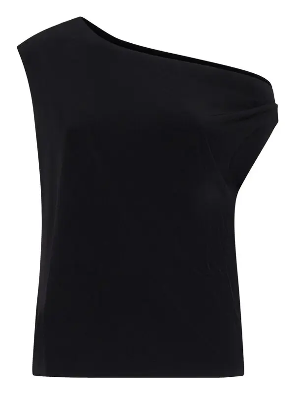 Norma Kamali Cap Sleeve One-shoulder Asymmetrical Top - Black