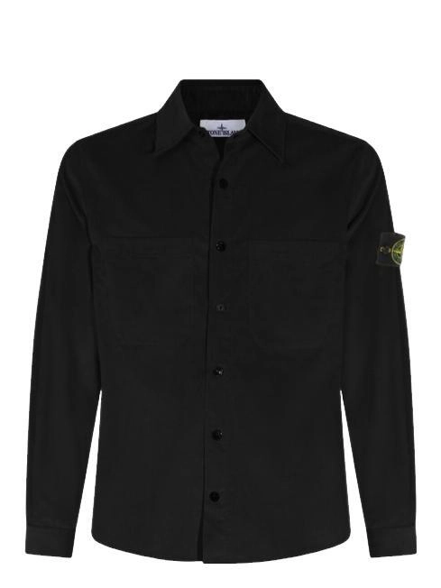 Stone Island Logo Patch Long Sleeved Shirt - Black
