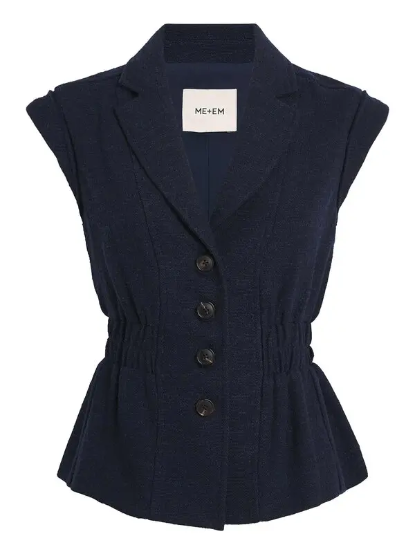 ME+EM Bouclé Soft Sculpt Waistcoat - Navy