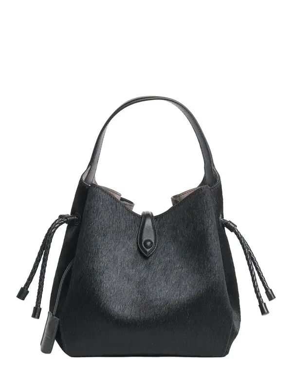 Polo Ralph Lauren Small Calf Hair Bucket Bag - Black