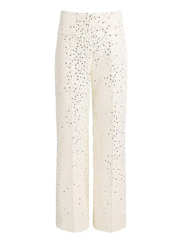 Sandro Cotton-blend Sequin Wide-leg Trousers - Beige