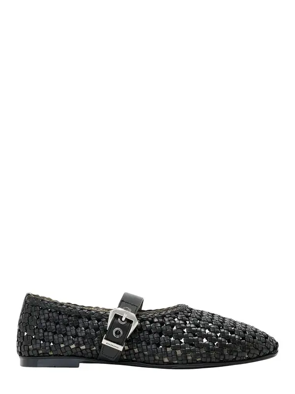 ALLSAINTS Sabine Woven Leather Ballet Flats With Buckled Strap - Black