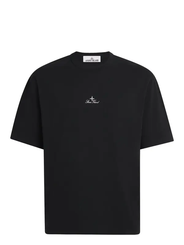 Stone Island Organic Cotton Embroidered T-shirt - Black