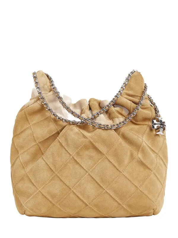 Tory Burch Mini Suede Fleming Cross-body Bag - Beige