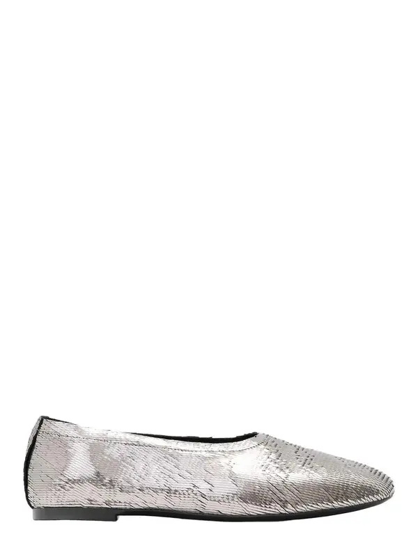 ALLSAINTS Metallic Leather Hailee Ballet Flats - Grey