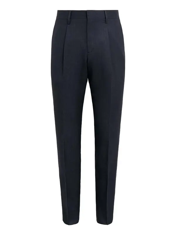 LARDINI Virgin Wool-blend Suit Trousers - Navy