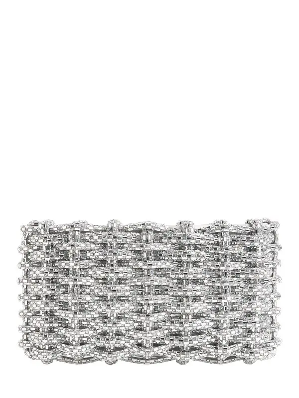 Simkhai Woven Beaded Clutch Bag - Silver