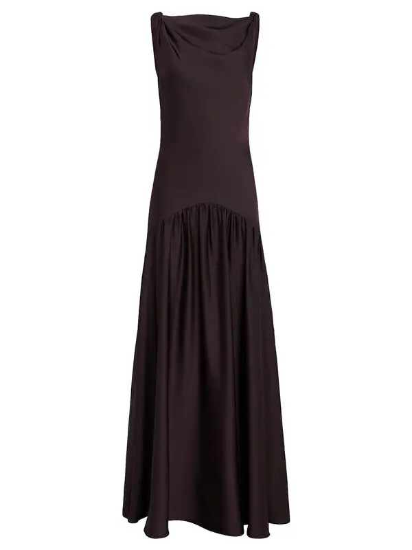 Roland Mouret Satin Drop-waist Gown - Brown