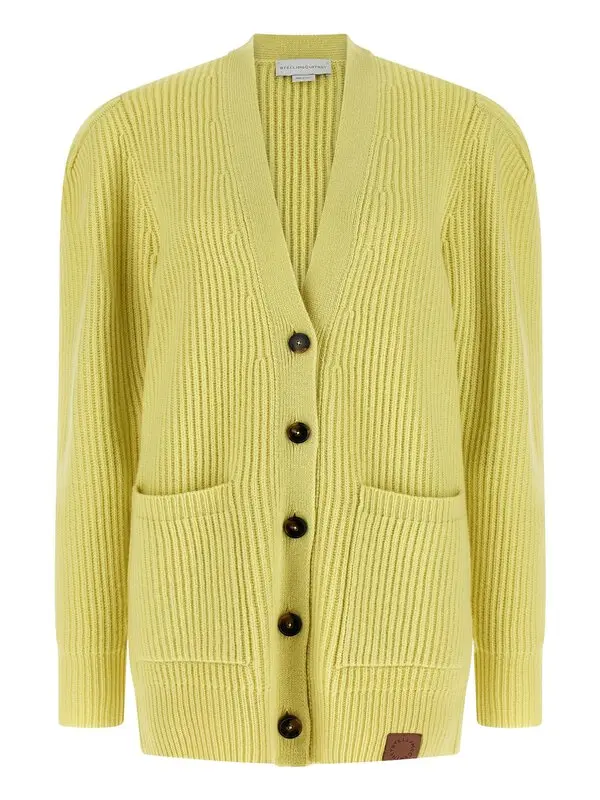 Stella McCartney Ribbed Wool V-neck Cardigan - Yellow