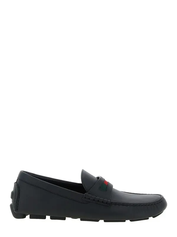 Gucci Driver Loafers With Grosgrain Detail - Black