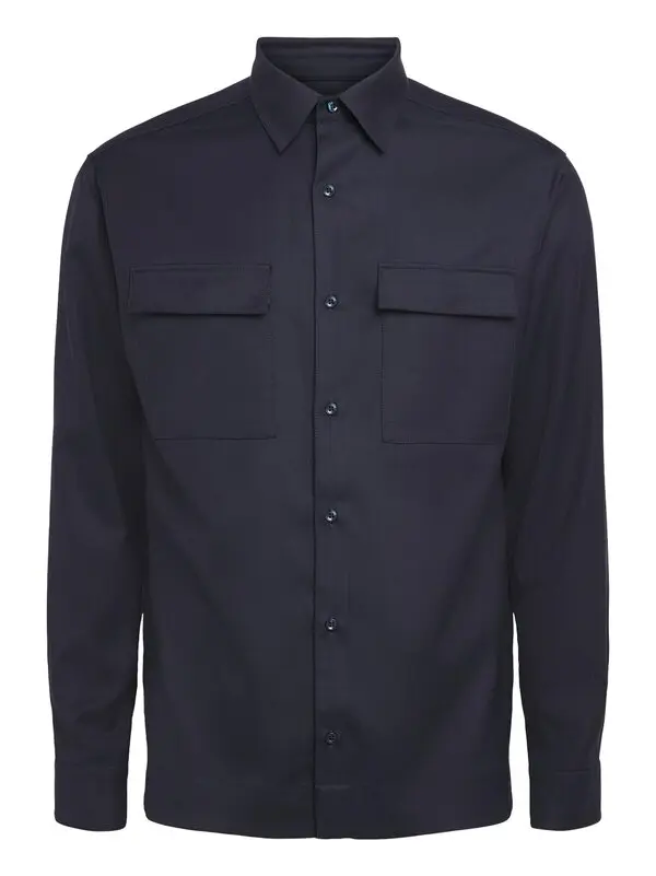 Paul & Shark Virgin Wool Overshirt With Rain System Technology - Blue