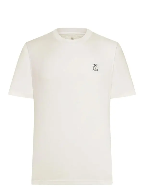 Brunello Cucinelli Cotton T-shirt With Contrasting Logo Print - White