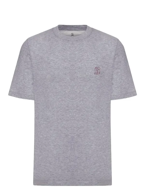 Brunello Cucinelli Cotton T-shirt With Contrasting Logo Print - Gray