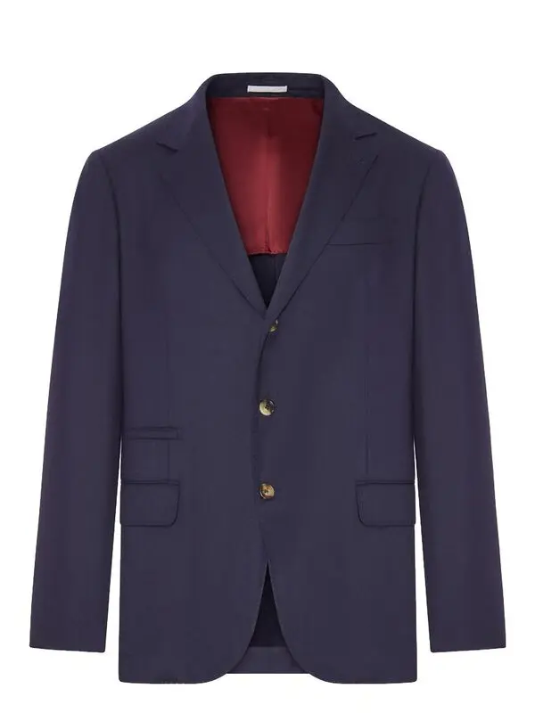 Brunello Cucinelli Cashmere Blazer With Contrasting Lining - Blue