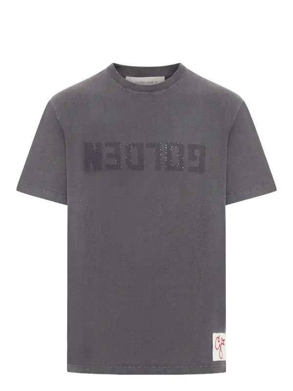GOLDEN GOOSE Short-sleeved T-shirt With Logo Print - Multicolor