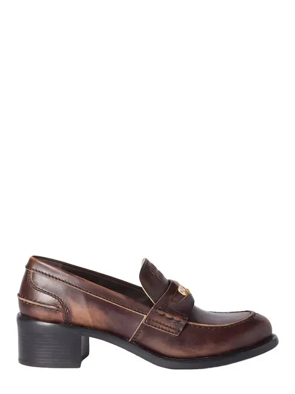 Miu Miu Deco Calfskin Heeled Loafers - Multicolor