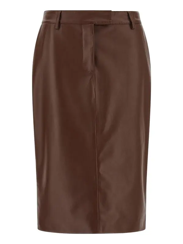 Giuseppe Di Morabito Leather Midi Skirt - Brown