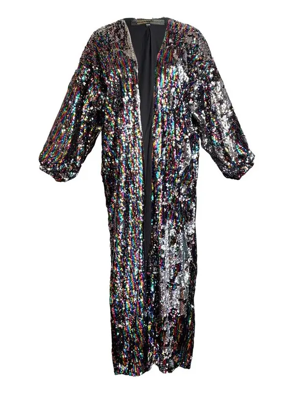 JENNAFER GRACE Rainbow Rage Sequin Cocoon Jacket - Black/gray