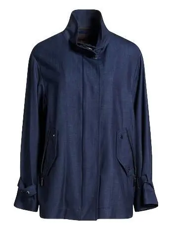 MOORER Jacket In Virgin Wool, Silk, Linen, And Elastane - Blue