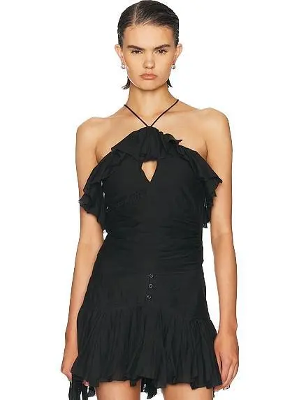 Isabel Marant Étoile Cotton Blend Tank Top With Cut Out - Black