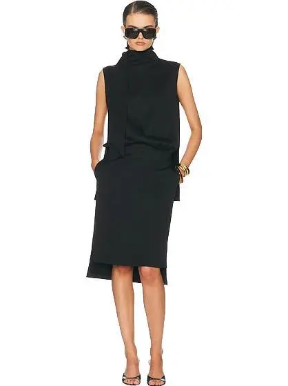 Brandon Maxwell Noa Mock Neck Sleeveless Dress - Black