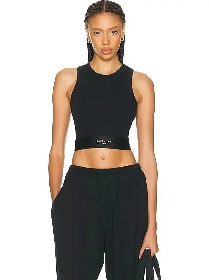Givenchy Cropped Ribbed Tank Top - Black