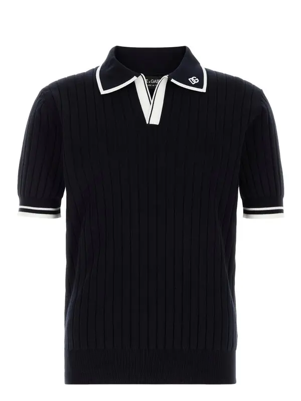 Dolce & Gabbana Midnight Knit Polo Shirt - Blue