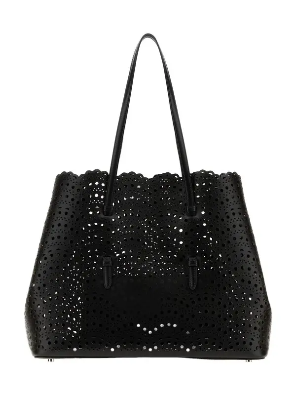 Alaïa Leather Mina 37 Shopping Bag - Black