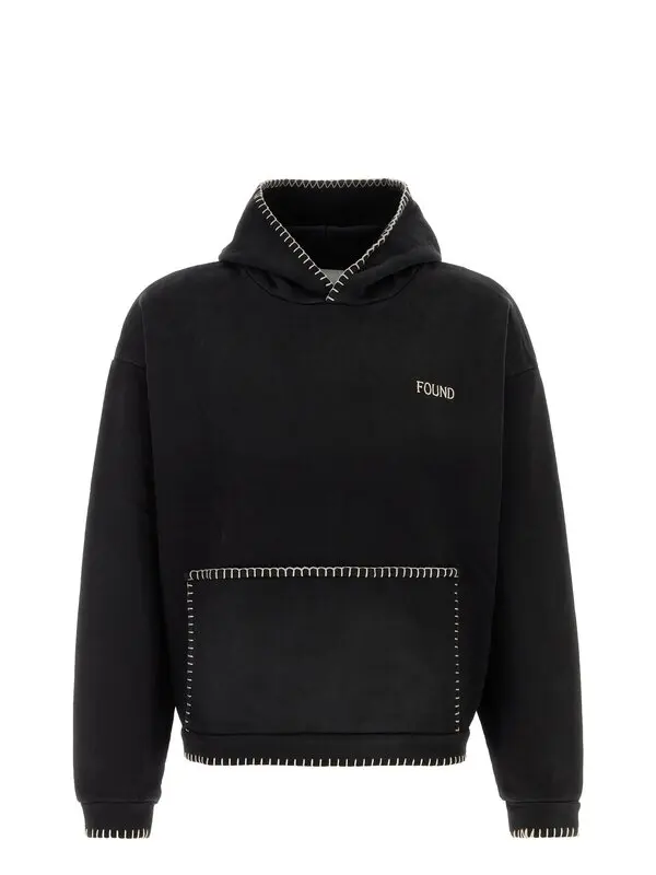 FOUND Oversize Cotton Sweatshirt With Contrast Stitching - Black