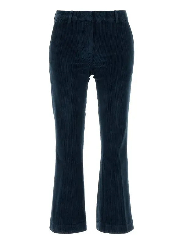 PT TORINO Stretch Corduroy Trousers With Central Ironed Pleats - Blue