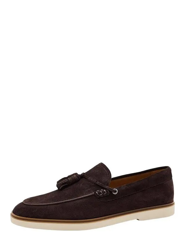 BOSS Hedley Suede Loafers With Tassel Accent - Brown