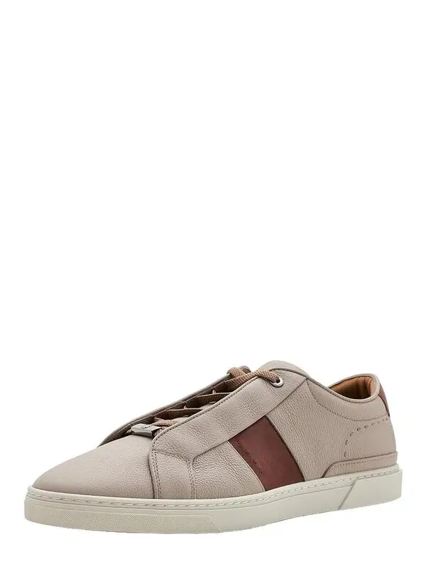BOSS Two Tone Leather Lace-up Sneakers - Beige