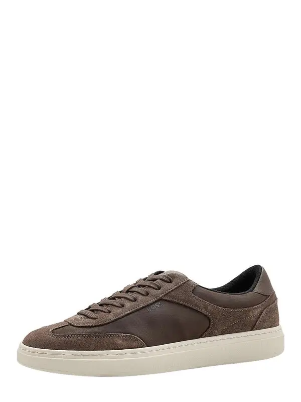 BOSS Kieran Cupsole Dress Suede Sneakers - Brown