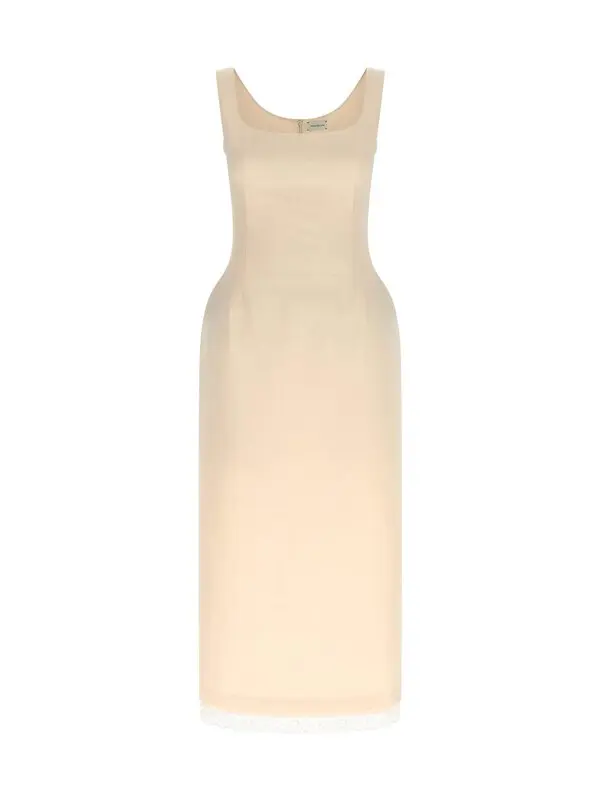 Magda Butrym Midi Dress With Lace Trim - Cream
