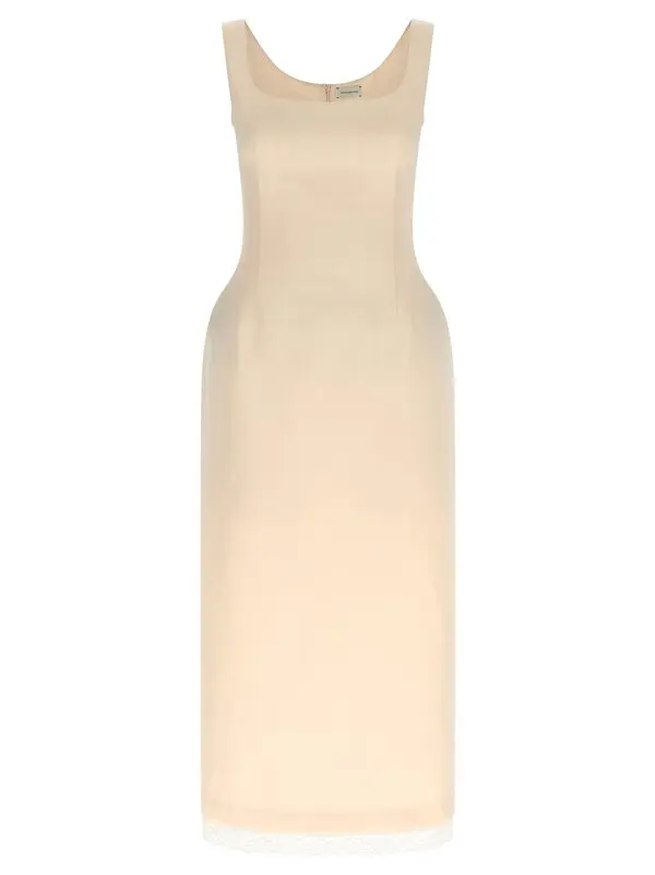 Magda Butrym Midi Dress With Lace Trim - Cream