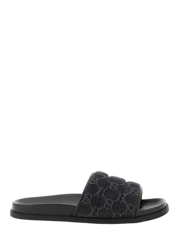 Gucci Gg Denim Slides - Black