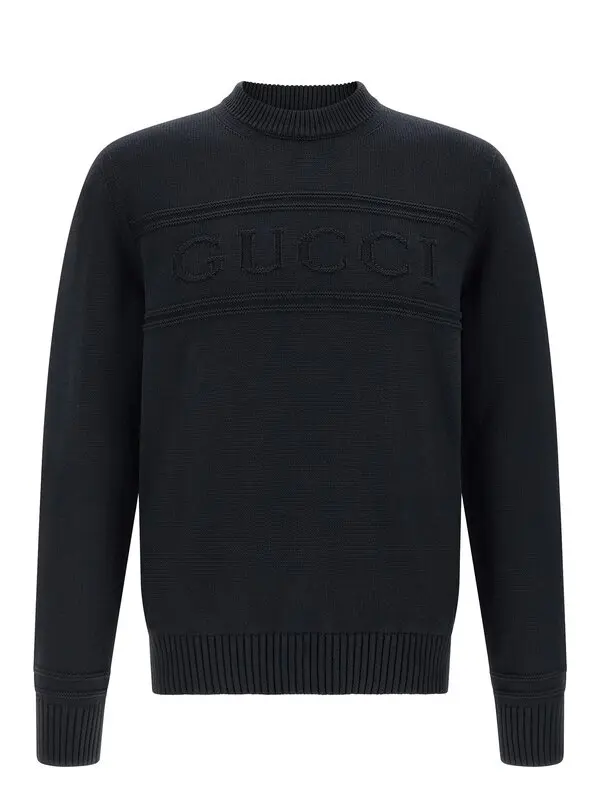 Gucci Cotton Wool Knit Intarsia Sweater - Blue