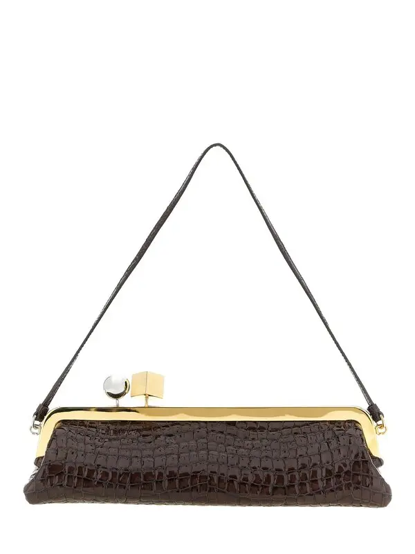 Jacquemus La Pochette Salon Crocodile-effect Leather Clutch - Brown