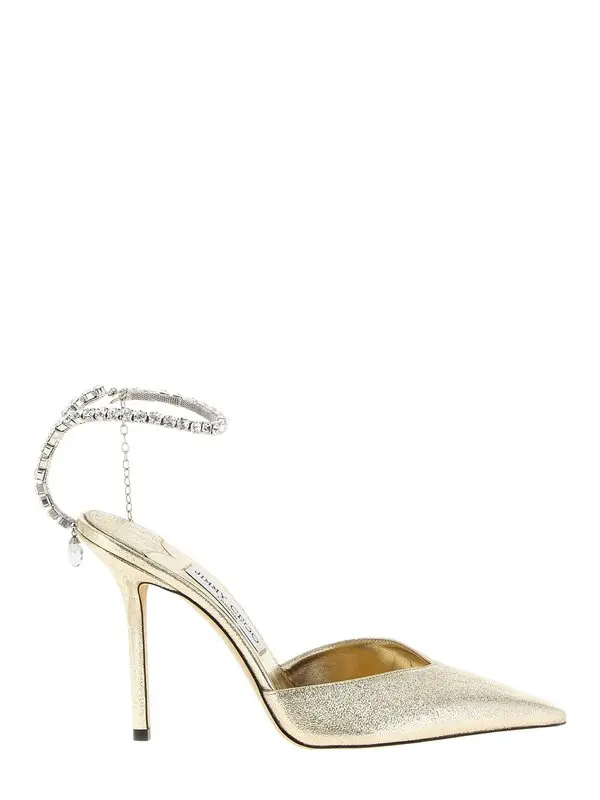 JIMMY CHOO Saeda Pumps With Crystal Chain Detail - Gold
