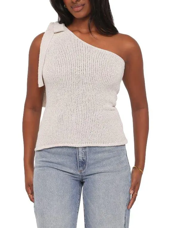 PETAL & PUP Jutta One Shoulder Knit Top - Beige