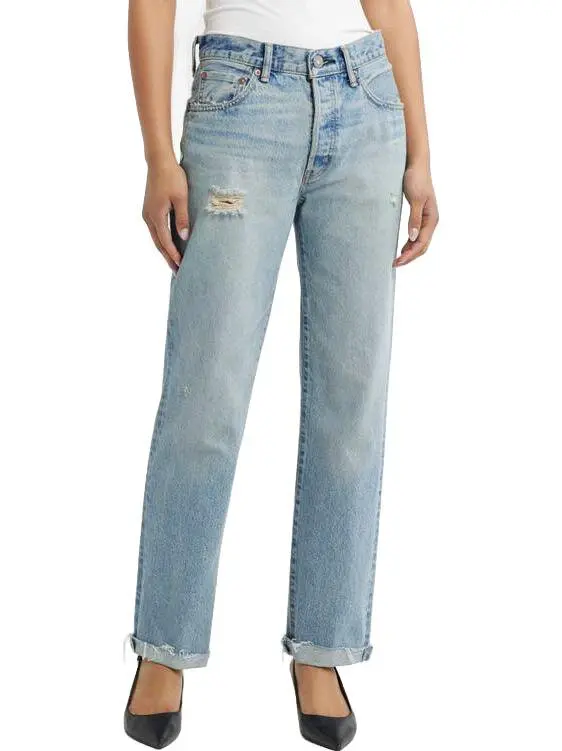 Moussy Vintage Straight Leg Jeans - Light Blue