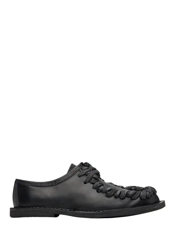 Camper Braided Leather Lace-up Loafers - Black