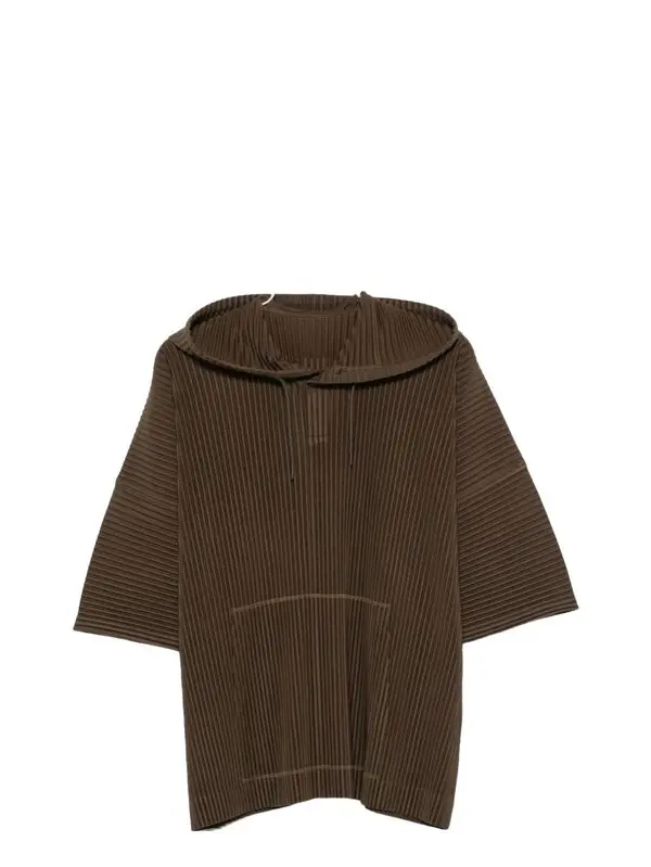 Issey Miyake Homme Plissé Plissé-effect Drawstring Hoodie - Green
