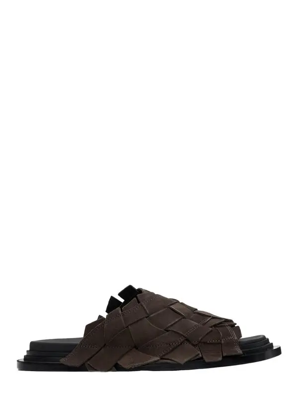 Camper Nada Woven Square Toe Slides - Black