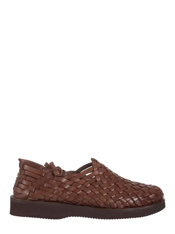 YUKETEN Leo Supreme Woven Leather Flats - Brown