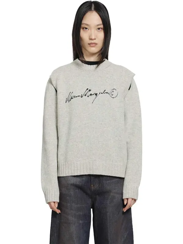 MAISON MARGIELA Handwritten" Knit Jumper In Melange - Grey