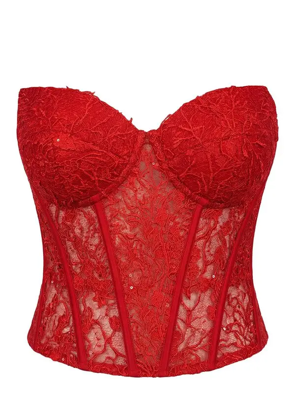 ANGELIKA JOZEFCZYK Catrice Lace Corset Top - Red